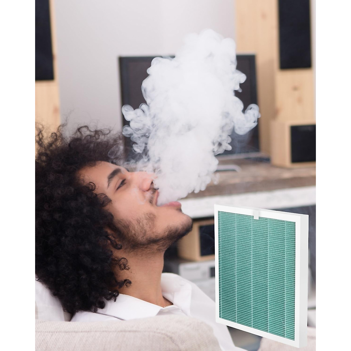 LAMPICK Air Purifier Filter, 4-in-1 High-Efficiency True HEPA Replacement Filter, Air Filter Compatible Air Cleaner A6, H13 True HEPA Filter, VOCS Filter, 1 Pack, Green