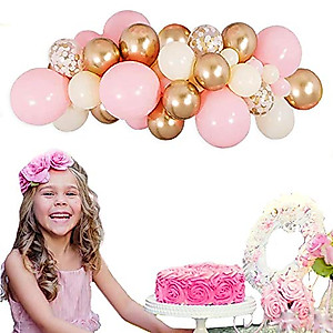Pink Gold Balloon Garland Kit, Including Chrome Gold, Ivory, Baby Pink & White Gold Confetti Balloons Decorations Backdrop Ideal for Girls Birthday Baby Bridal Shower Party Decorations