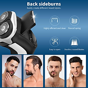 SweetLF Electric Razor for Men, 3 Blades, IPX7 Waterproof, USB Rechargeable, Wet & Dry Shaving, 4D Rotary Head, Pop-up Trimmer, SWS7105 [Upgrade], Black