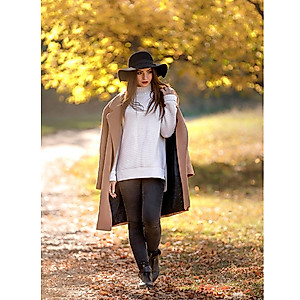 Anycosy Wool Floppy Hat for Women Wide Brim Felt Fedora Hats Cloche Bowler Cap(Black)