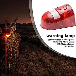 Solar Sound & Light Alarm Motion Sensor 110 Decibels Siren Sound Alert & 6LEDs Flash Warning Strobe Security Alarm System for Farm Villa