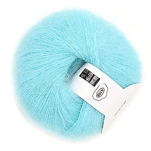 Knitting Tool, Pashm Knit Pins Quilting Pins Angora Long Wool Yarn Hot Popular Soft Mohair Sewing and Embroidery Craft Collection (07 Water Blue)