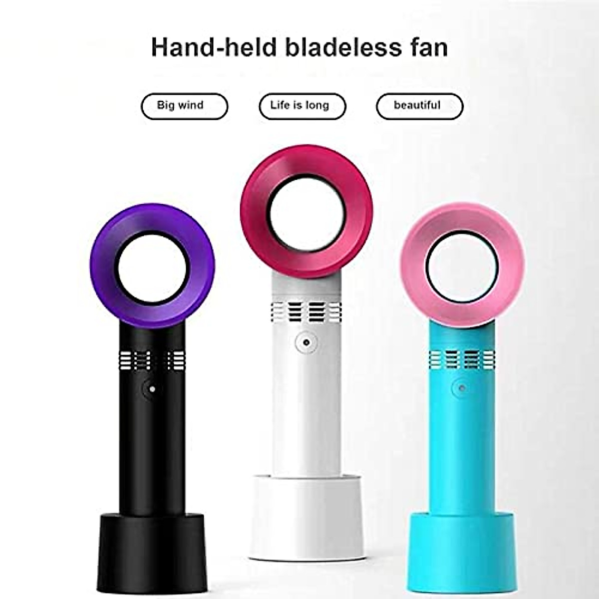 RNSUNH Mini Portable Fan Bladeless Handheld Fan for Eyelash Extension Quiet Portable Rechargeable Handheld Lash Fan with 3 Speeds Air Conditioning Blower for Essential Eyelash Extension Supplies