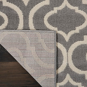 Nourison Jubilant Trellis Grey 2'3" x 7'3" Area -Rug, Easy -Cleaning, Non Shedding, Bed Room, Living Room, Dining Room, Kitchen (2x7)