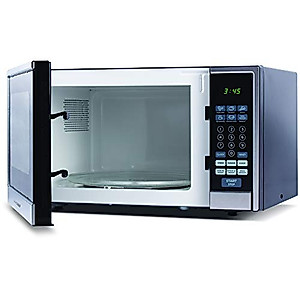 Commercial Chef Countertop Microwave, 1.1 Cubic Feet, Black With Stainless Steel Trim