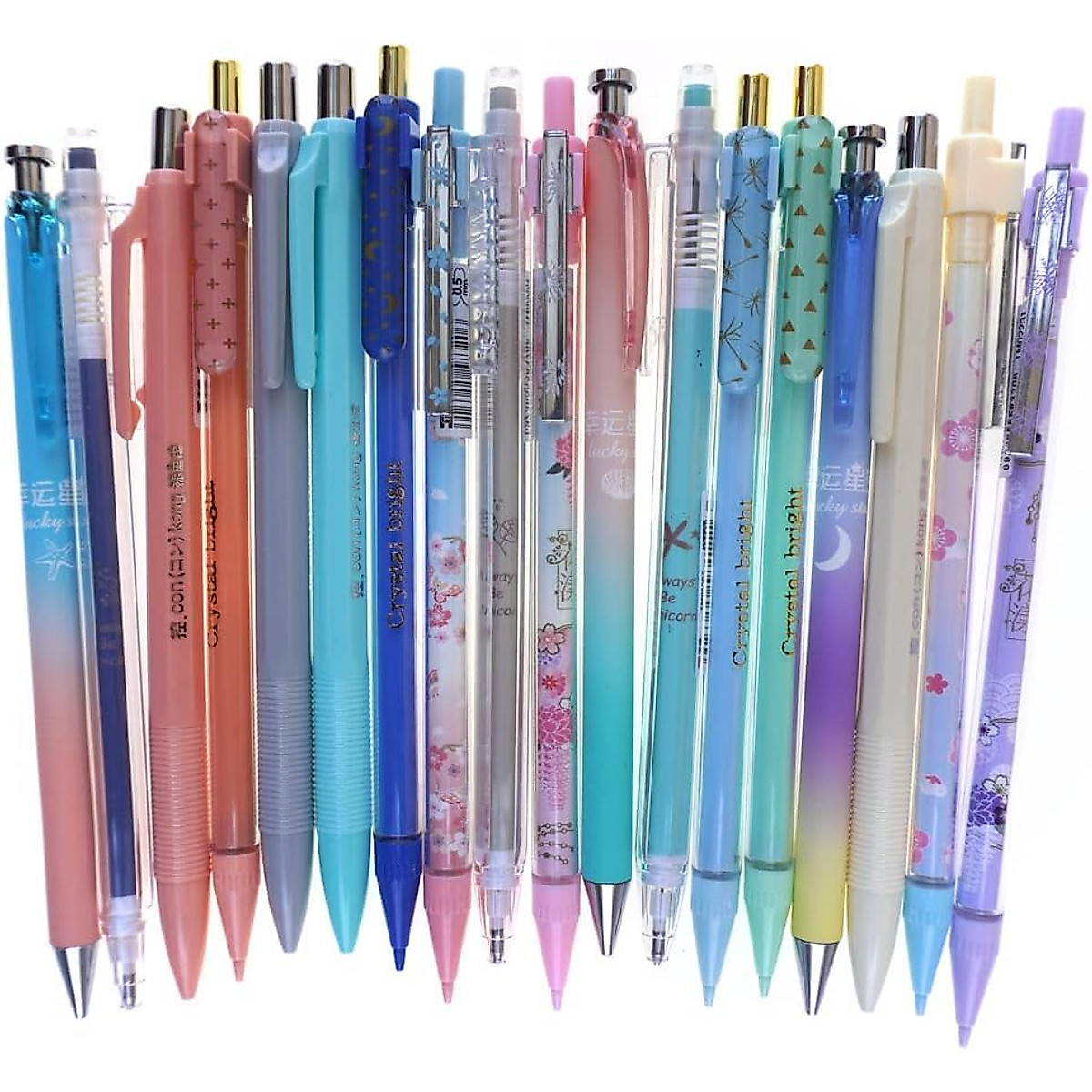 DzdzCrafts Kawaii Color 0.5MM 0.7mm Mixed 16pcs Mechanical Pencils Office School Supplies (Some with Top Erasers)