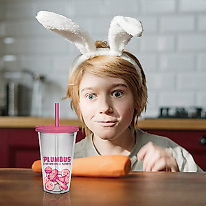 Official Rick and Morty Plumbus Travel Tumbler with Reusable Straw and Lid 16 oz With 5 Plumbus Plastic Ice Cubes, Tiki Style, Double Wall, Soda Beer Juice Drinking cup, BPA Free By JustFunky