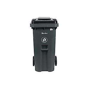PLASTIC PRINCE 65 Gallon Rollout Trash Can with Lid, Commercial Heavy-Duty Container with Wheels, Gray