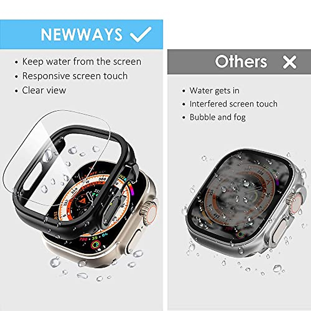 VeveXiao Compatible with Apple Watch Ultra 49mm Screen Protector, iWatch PC Case PET Film All-Around Bumper Protective Cover for iWatch 8 Smartwatch Accessories (Black)