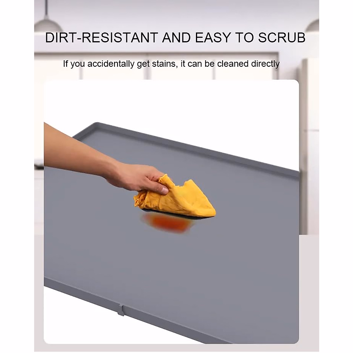 Premium 34” x 22” Under Sink Mat with Bonus Faucet Splash Guard: Waterproof Silicone Kitchen Sink Mat with Drain Hole - Rubber Mat Cabinet Protector, Anti-Slip, and Waterproof Kitchen Cabinet Liner