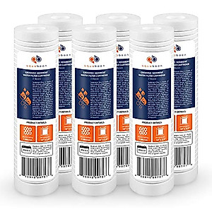 Aquaboon 1 Micron 10" x 2.5" Grooved Sediment Water Filter Replacement Cartridge for Any 10 inch RO Unit, Whole House Sediment Filtration, Compatible with P5, AP110, WFPFC5002, CFS110, RS14, 6-Pack