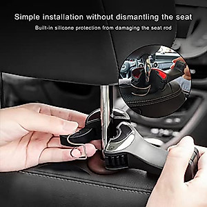 Ajxn 2 in 1 Car Seat Hooks for Purses and Bags with Phone Holder，Automative Headrest Purse Handbag Holder Hangers Organizers,Falling Resistance, Quietness and Universal Fit 2PCS (Red)
