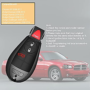 2X Keyless Entry Remote Keys Replacement fit for 2008-2012 Chrysler 300 for Chrysler Town & Country for Dodge Dart Durango Charger Challenger 433MHz (M3N5WY783X IYZC01C)