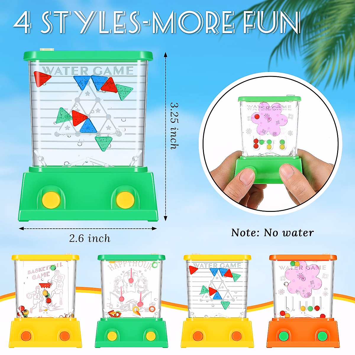 Zhanmai 16Pcs Handheld Water Game Arcade Water Ring Toss Water Tables for Beach Toy Party Favor Fun Game Entertainment, Without Water (Assorted,Stylish)