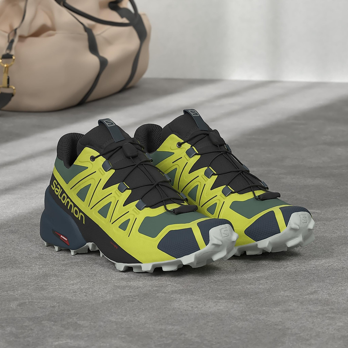 Salomon Men's Speedcross 5 Trail Running Shoes for Men, Duck Green/Black/Evening Primrose, 10.5