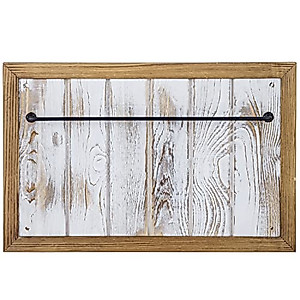 MyGift Wall Mounted Sunglasses Holder with Natural Wooden Frame Whitewashed Wood and Black Metal Storage Rail, Eyewear Display Organizer Rack