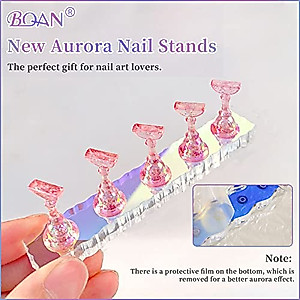 BQAN 2 Set Nail Holder for Painting Nails, Aurora Acrylic Nail Stand for Press on / Fake Nail Tips Training / Nails Display with 96 Pcs Reusable Adhesive Putty