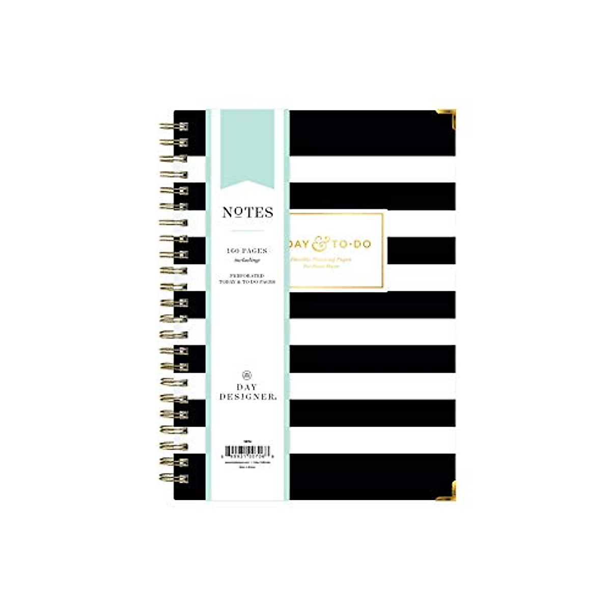 Blue Sky Day Designer for Today To-Do Notebook, 160 Ruled Pages, Twin-Wire Binding, Hardcover, 5.75' x 8.5', Black Stripe