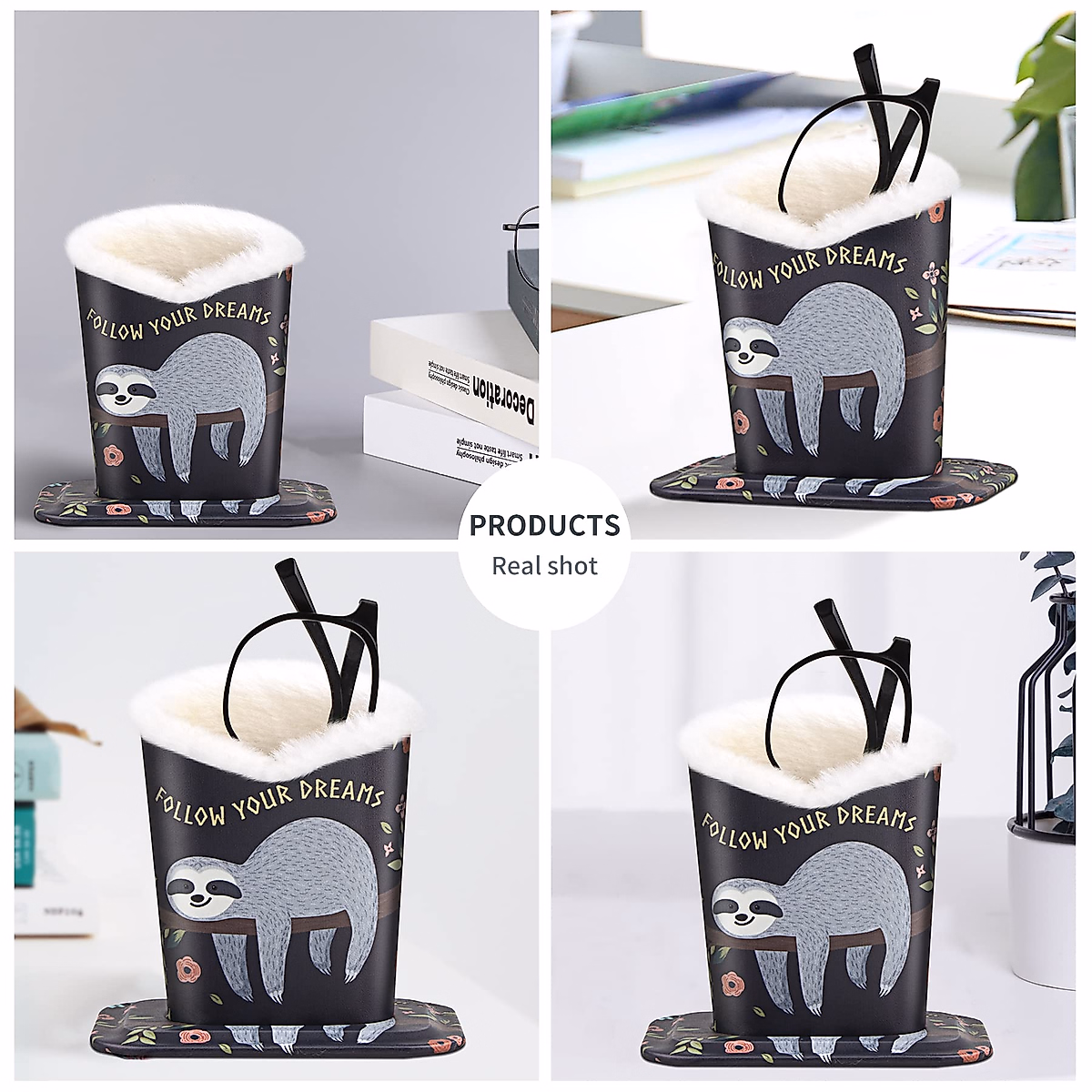 Plush Fluffy Lined Anti-scratch Eyeglasses Holder Protective Glasses Stand Case