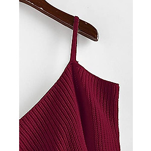 ZAFUL Women's Cold Shoulder Twist Knot Pullover Sweater V Neck Criss Cross Long Sleeve Cami Knitted Jumpers Crop Tops