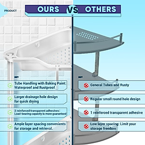 4 Tier Shower Caddy for Bathroom Corner Organizer: Rustproof Floor Standing Shower Shelves Storage with Large Capacity - Shower Organizer Rack for Bathroom Essentials, White