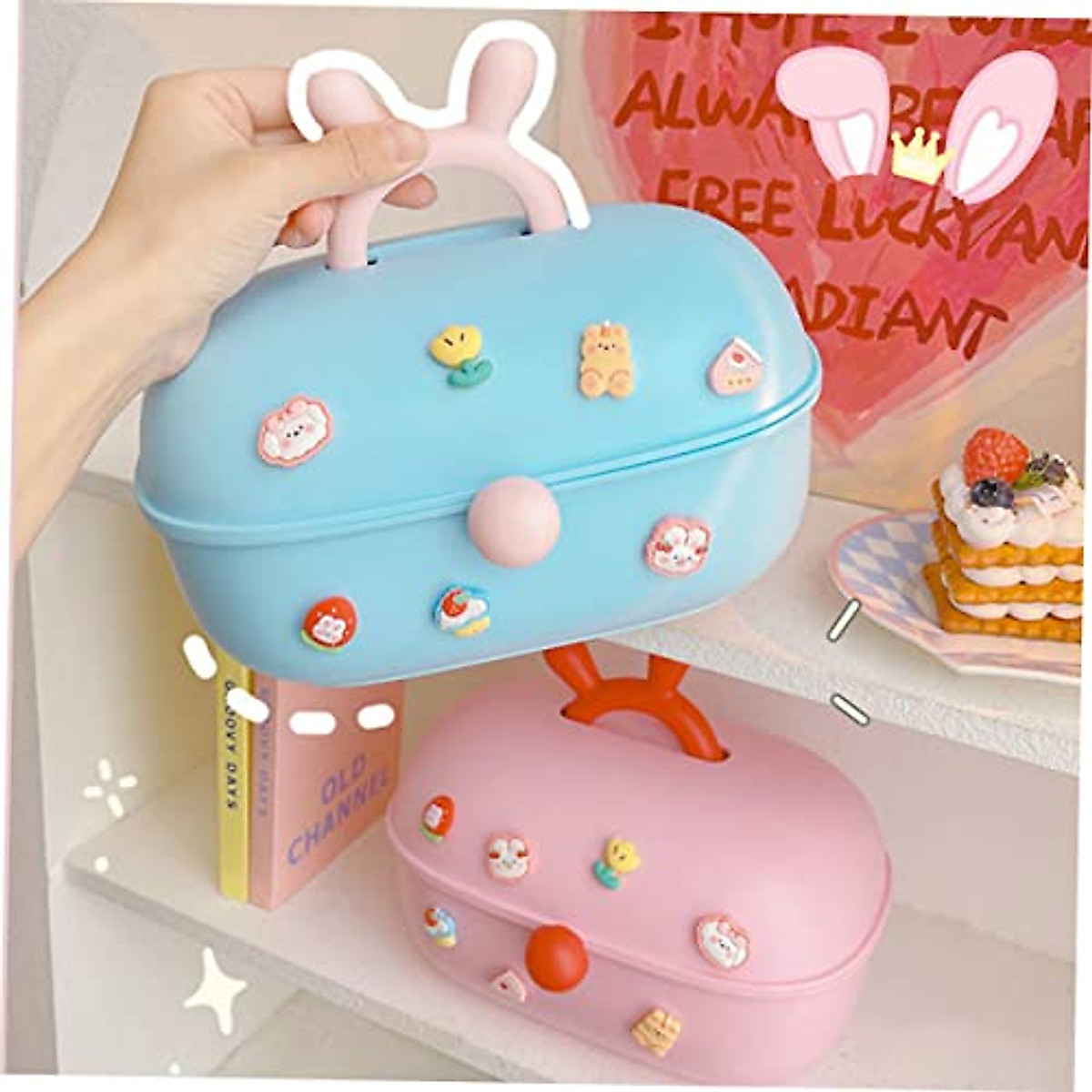 Cabilock 2pcs Box Hair Accessories Storage Box Girl Suitcase Makeup Hair Clips Jewelery for Girl Baby Girl Treasure Chest Hair Clip Container Trinket Storage Case Jewelry Storage Container