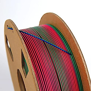 Matte RGB Tri-Color PLA 3D Printer Filament, Triple Color Coextrusion Matte Magic PLA Filament 1.75mm, Matte RGB PLA, Matte Red-Green-Blue Tri-Color Filament, 1kg/2.2lbs