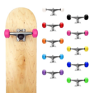 VJ 5.25 139mm Skateboard Trucks (Silver), Skateboard Wheels 52mm, Skateboard Bearings, Skateboard Pads, Skateboard Hardware 1.25" (52mm Pink)…