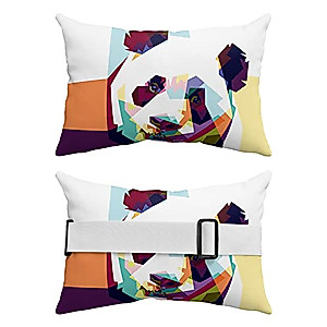 Recliner Head Pillow Ledge Loungers Chair Pillows with Insert Abstract Art Animal Geometric Mosaic Panda Lumbar Pillow with Adjustable Strap Outdoor Waterproof Patio Pillows for Beach Pool, 2 PCS