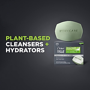 Dove Men+Care 3 in 1 Bar Cleanser for Body, Face, and Shaving to Clean and Hydrate Skin Extra Fresh Body and Facial Cleanser More Moisturizing Than Bar Soap 3.75 oz 8 Bars