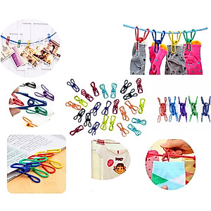 Chip Clips, 20 Pcs 2 Inch 10 Different Mixed Colors Utility Metal Clips PVC-Coated High Elasticity Good Persistence for Clothespins Paper/Food Bag Clips Clothes Pins (20)