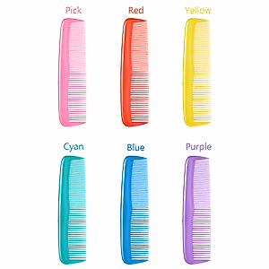 24 Pieces Hair Combs Set Plastic Hair Comb for Women and Men, Fine Dressing Comb (Yellow, Purple, Green, Blue, Red, Pink)