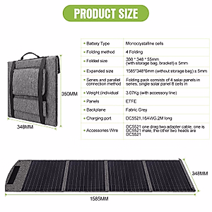 Titanitwest 80W Portable Solar Panel Backpack for Ebike 48V Battery, Waterproof IP67 Foldable Solar Panel Charger with 18V DC,Portable Power Station Withe Microphone Connector for Outdoor Camping