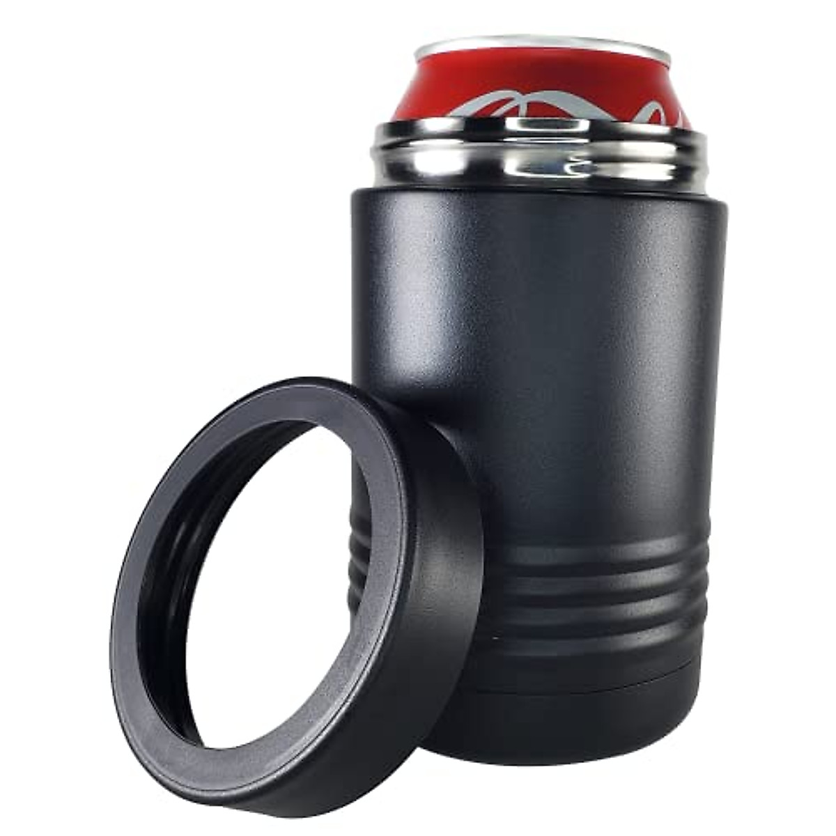 Gadsden Flag Don't Tread On Me - DTOM Double Walled Stainless Steel Insulated Can Cooler – Holds 12 or 16 oz Cans or 12 oz Bottles - Two-Sided Engraving - Includes USA Flag Sticker (Gadsden Flag)