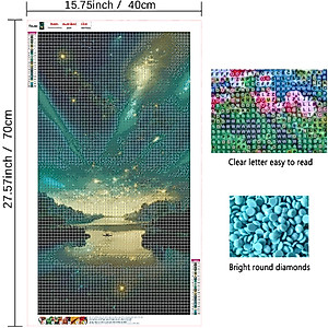 Rousp DIY 5D Diamond Painting Kits for Adults Diamond Art Star Lake Diamond Painting Full Drill Crystal Rhinestone Diamond Embroidery Craft Kits for Home Wall Decor Gifts, 27.5 X 15.7inch