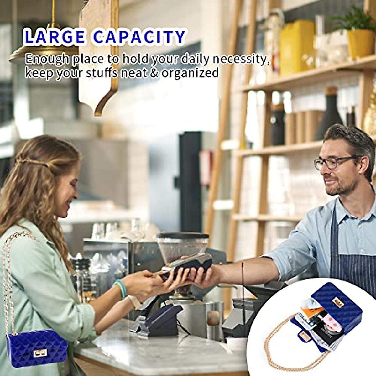 ONLVAN Summer Jelly Crossbody Bag Purse，Fashion Ladies Shoulder Bag, Candy Color Jelly Handbags, Crossbody Bag for Women Girls (Royal Blue)