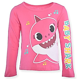Nickelodeon Baby Shark Girls Long Sleeve Shirt for Toddler and Big Kids