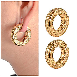 ERKUOO 2PCS Ear Weight Stainless Steel Ear Hangers for Stretched Ear Lobe Heavy Gauges for Ear Dangle Plugs and Tunnels Stretching Kit 0g(8mm)