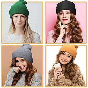 Winter Satin Lined Beanie Hat Silk Lined Beanies Skull Hat Knitted Beanies for Women Men(Yellow, Army Green, Black, Light Grey)