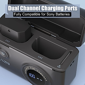 JYJZPB Upgraded Battery Fast Charger Case for Sony NP-FZ100 Battery, with 2 Pack NP-FZ100 Batteries Fit for Sony A7 III, A1, A7R III, A7R IV, A9, A9II, A6600, Alpha 9S, A7R3 A7S III, A7R III