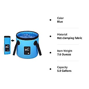 Collapsible Bucket, Esthesia 5 Gallon Bucket Multifunctional Portable Collapsible Wash Basin Folding Bucket Water Container Fishing Bucket for Travelling Camping Hiking Fishing Gardening