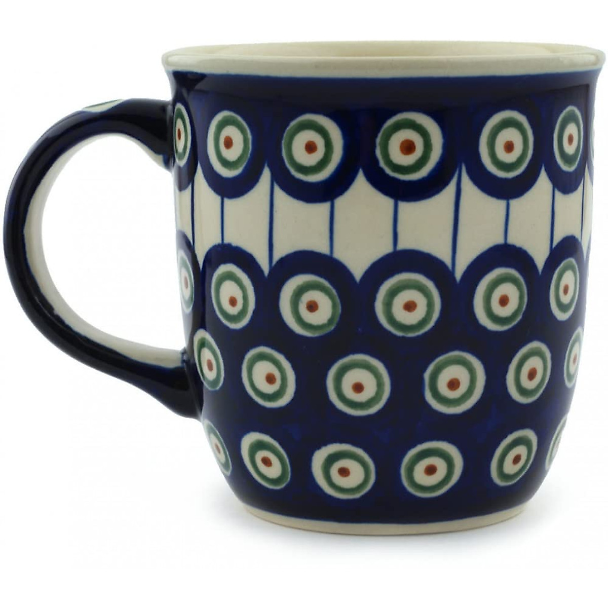 Polish Pottery Mug 12 oz Traditional Peacock