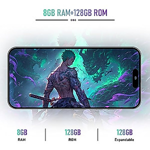 fuxinya Unlocked Cell Phones 2023 Android 13 Smartphone with Dynamic Island 8GB+128GB 8-Core Mobile Phones 6.54" HD Screen 50MP+13MP Camera 5000 mAh Long Battery Cellphone with 4G Dual SIM - Black