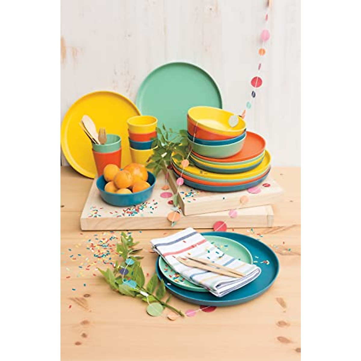 Now Designs Ecologie Dinner Plates, Set of Four, Fiesta Colors, DIA 10 x H 1 inches