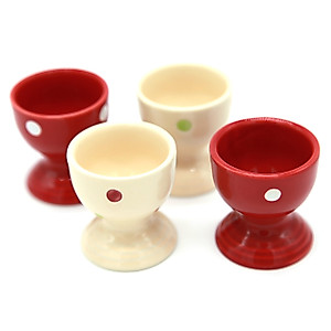 Lofekea Egg Cups, 4 Pack Ceramic Polka Dot Egg Cups Porcelain Egg Holders Gifts for Kitchen