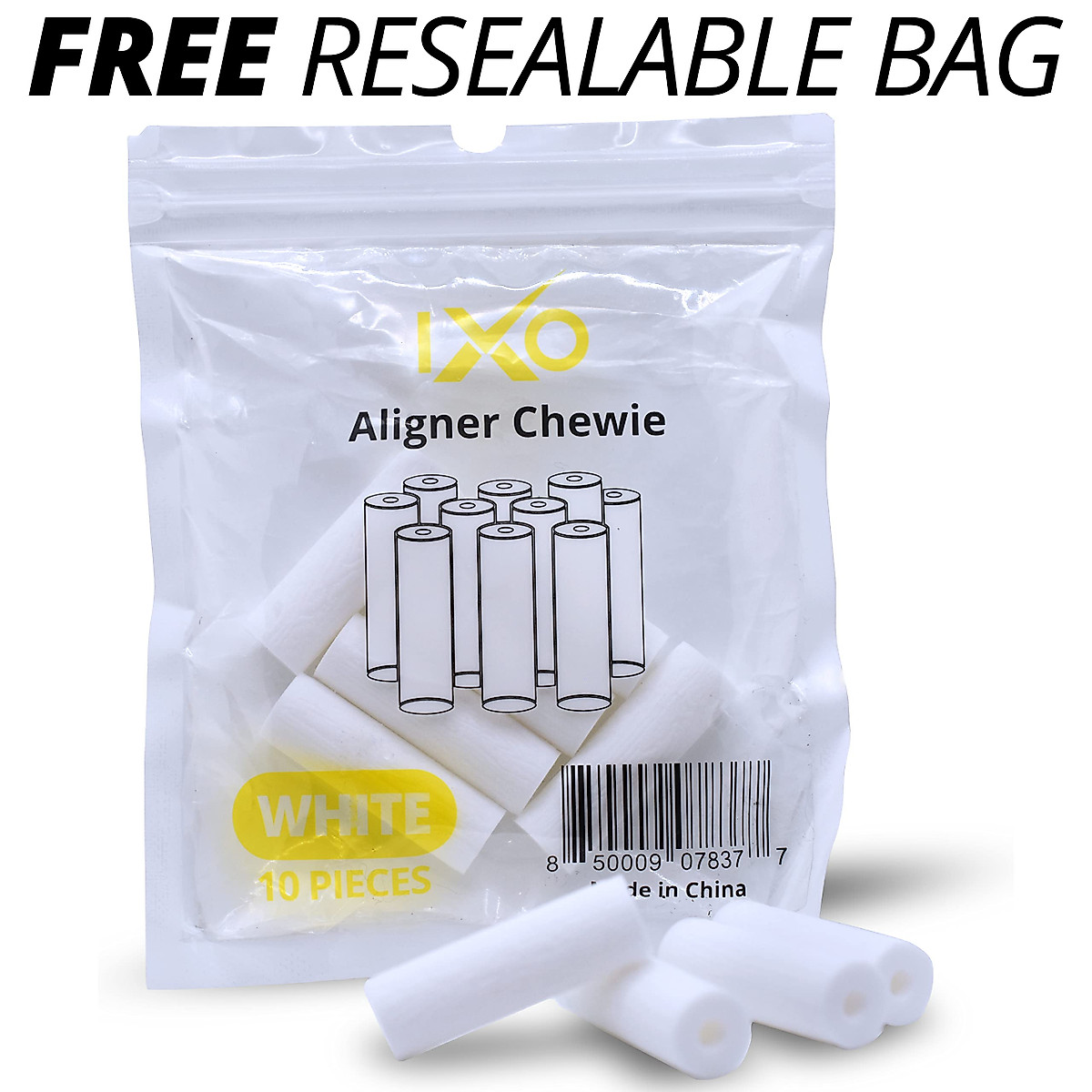 IXO Aligner Chewies for Invisalign Aligners - Chewies Invisalign Accessories for Retainers, Aligner Chewies for Invisalign Trays, Orthodontic Chewies in Resealable Bag - 10 Pack - Unscented