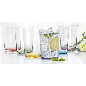 Red Co. Multicolor Large Drinking Glasses for Water, Juice and Cocktails, 16 Ounce - Set of 6