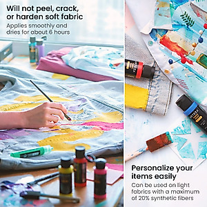 ARTEZA Fabric Paint, Set of 14, Permanent Acrylic Paint, Textile Paint for Drawing on T-Shirts, Denim, Cotton, Linen, and Mixed Fabrics