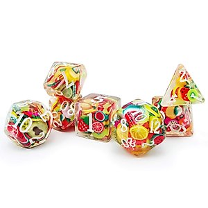 BESCON DICE Fruit Polyhedral Dice Set, Novelty RPG Dice Set of 7