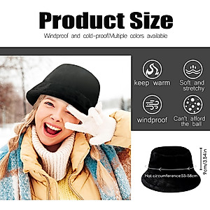 Rurymoe Faux Fur Fuzzy Winter Bucket Hats for Women Men,Fluffy Warm Hat for Daily, Casual,Sports,Skiing Black